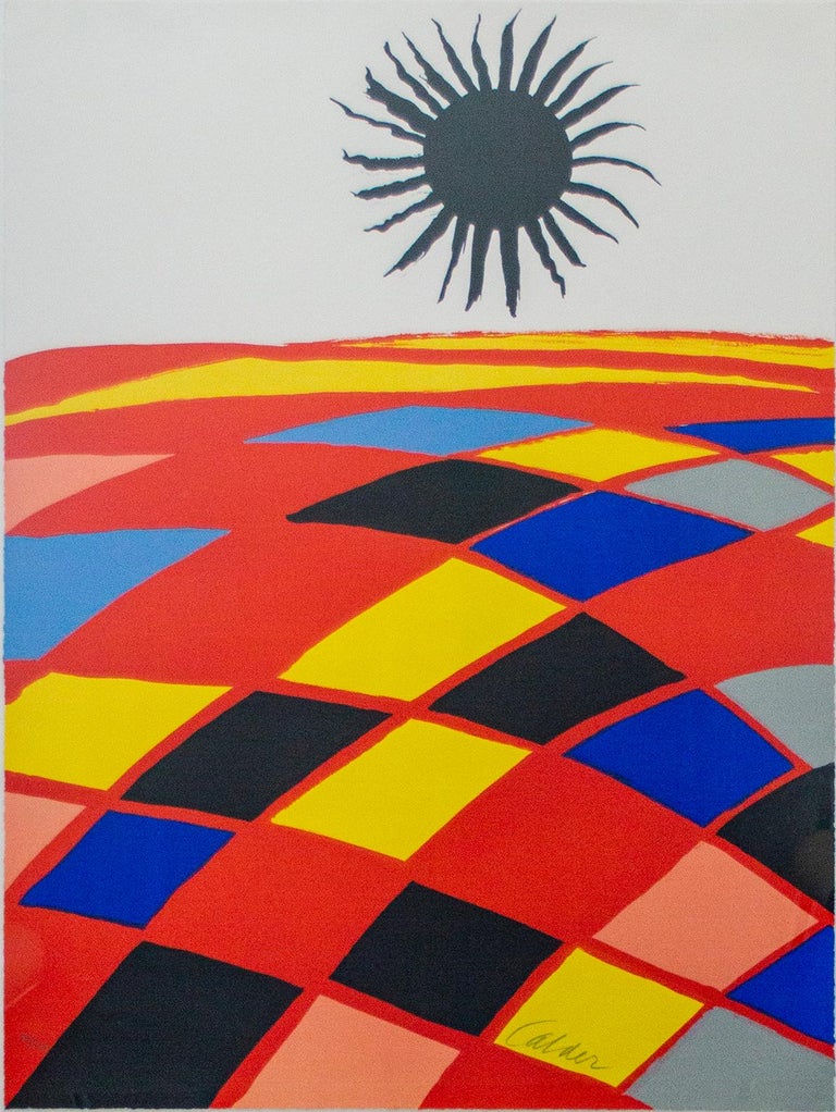 Alexander Calder - "Soleil Noir," Colored Lithograph Checkered ...