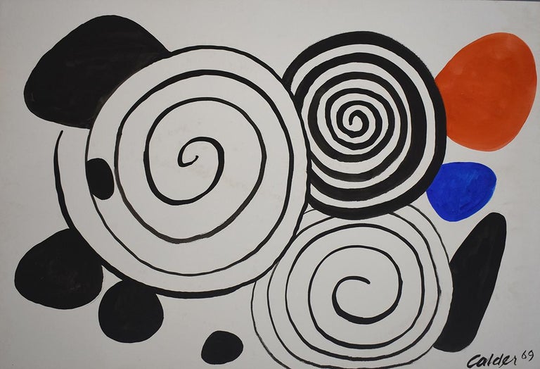 Alexander Calder - Two Lights, One Heavy - Gouache - American Abstract ...