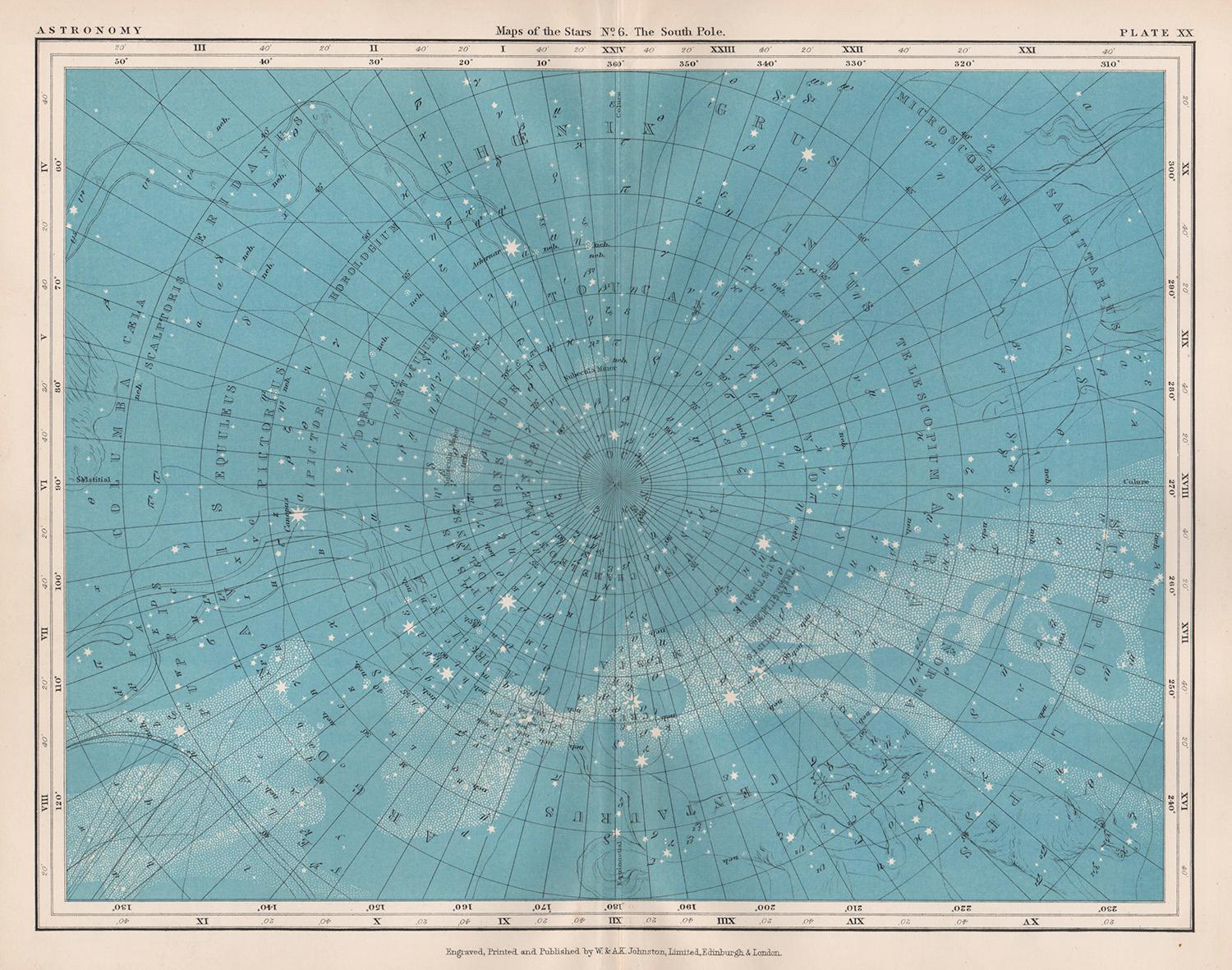 Maps of the Stars. The North Pole, antique astronomy constellations map ...