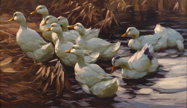 Alexander Koester - Ducks Leaving the Water by Alexander Koester at 1stDibs