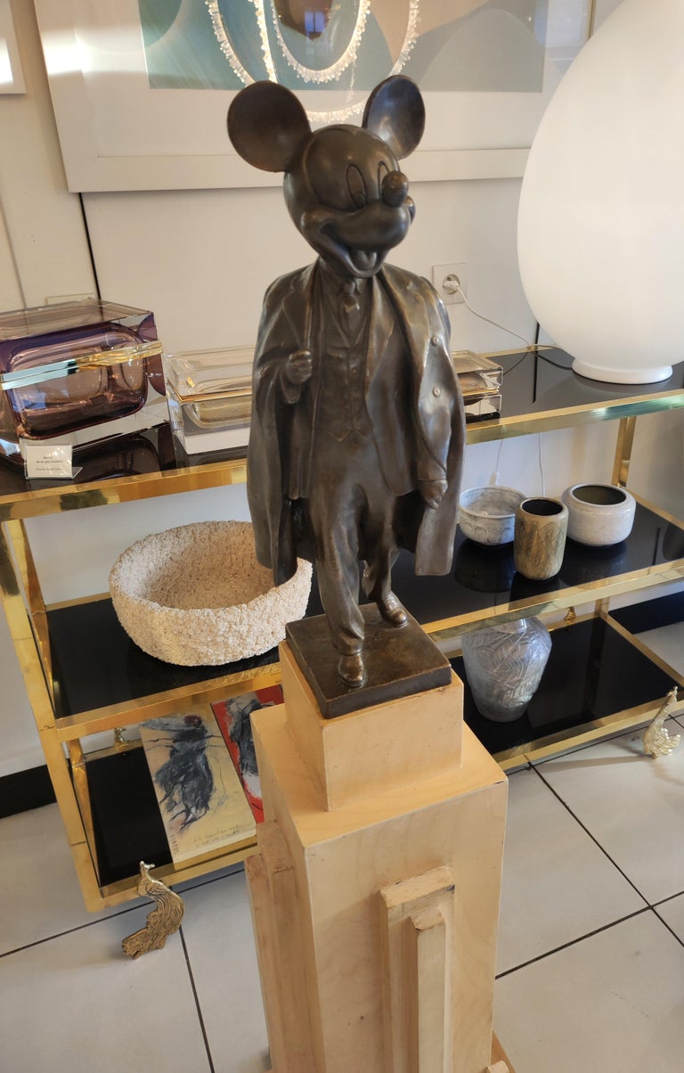 Alexander Kosolapov "Mickey Lenin Malevich" Bronze and Wood Sculpture N ...