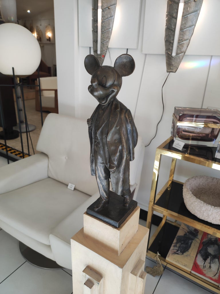 Alexander Kosolapov "Mickey Lenin Malevich" Bronze and Wood Sculpture N ...