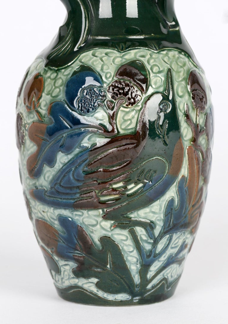 Alexander Lauder Sgraffito Art Pottery Handled Bird Vase For Sale at ...