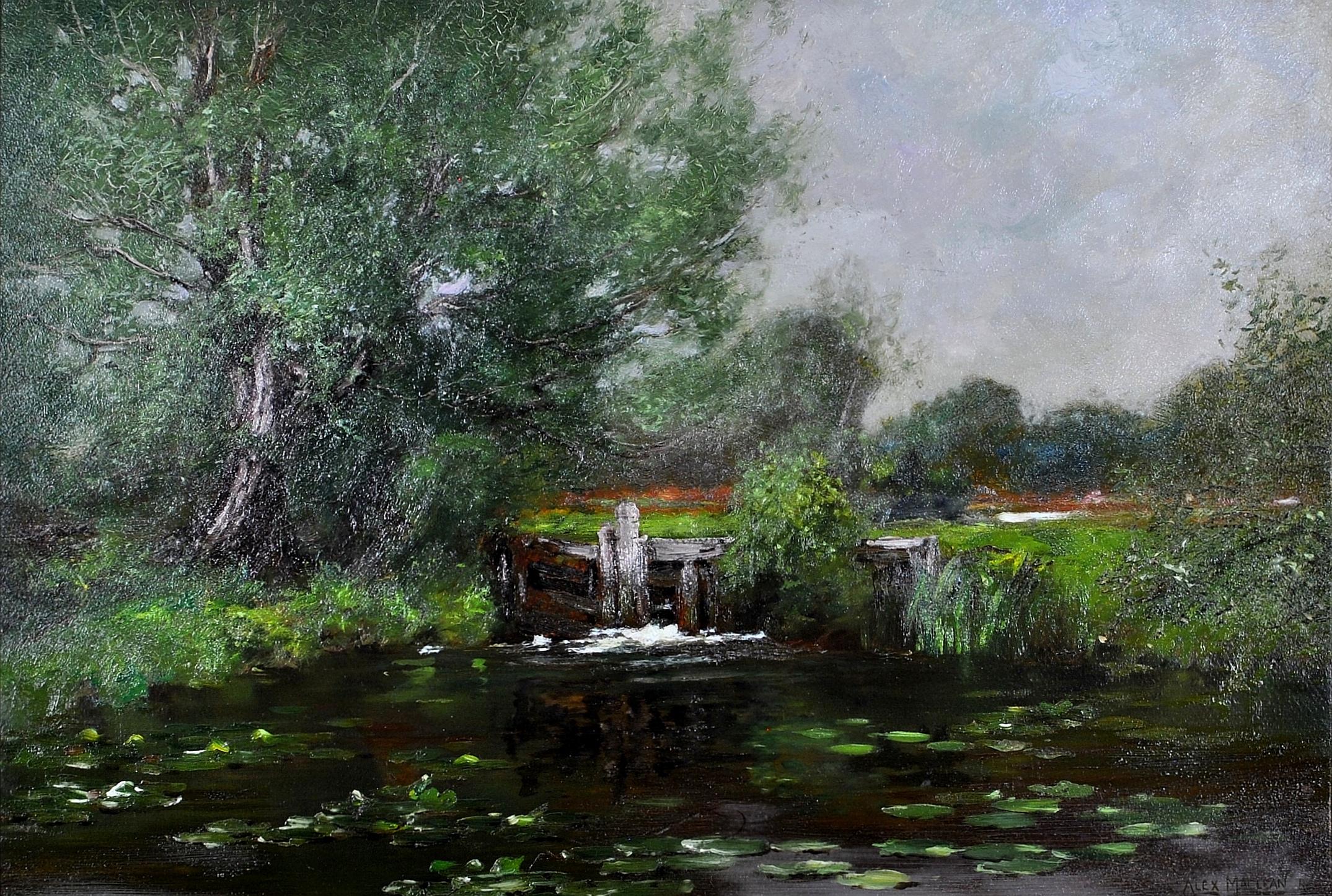Alexander MacLean - Esclusa del Canal - Paisaje impresionista británico ...