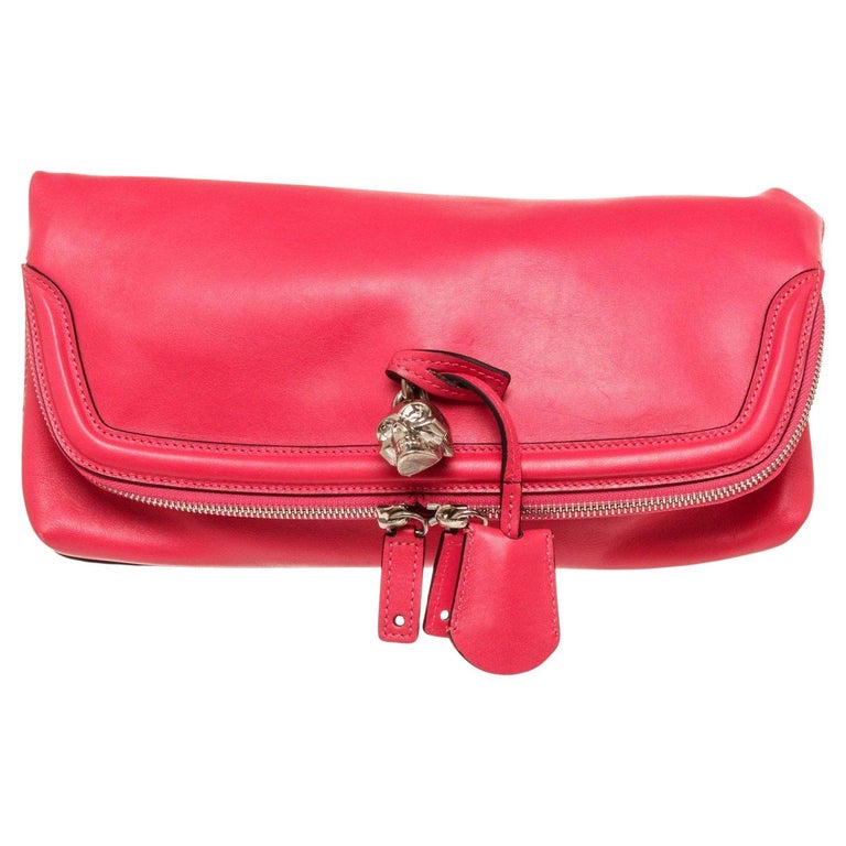 Alexander Mc Queen Red Leather Skull Wallet with material leather, gold ...