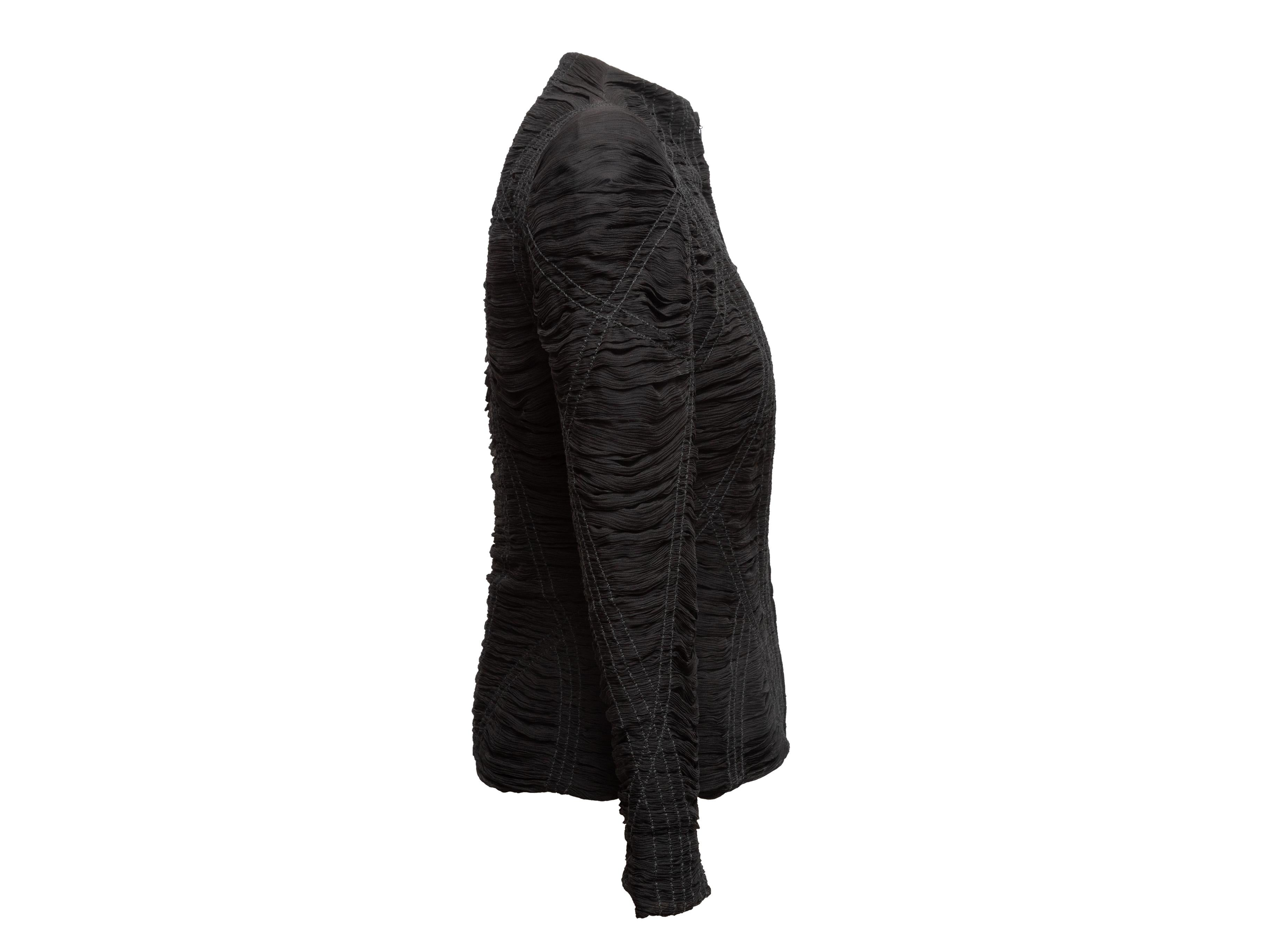 Alexander McQueen 2004 Black Ruched Silk Zip Jacket For Sale at 1stDibs