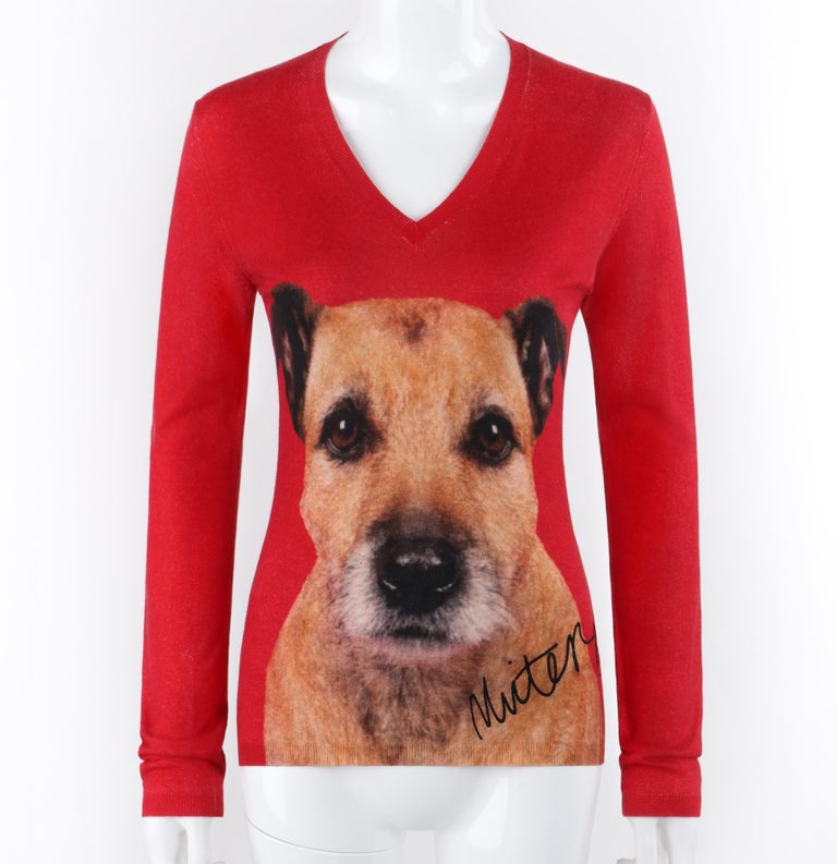 ALEXANDER McQUEEN 2009 "Minter" Dog Face Signature Cashmere Long Sleeve ...