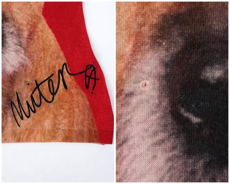 ALEXANDER McQUEEN 2009 "Minter" Dog Face Signature Cashmere Long Sleeve ...