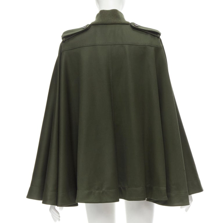 ALEXANDER MCQUEEN 2015 khaki green belted military cape jacket IT38 S ...