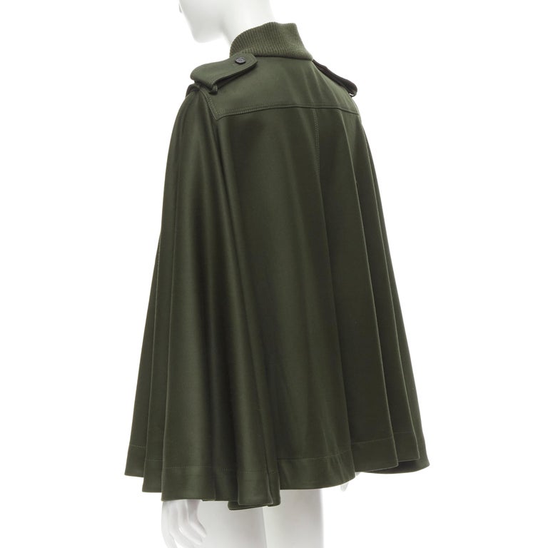 ALEXANDER MCQUEEN 2015 khaki green belted military cape jacket IT38 S ...