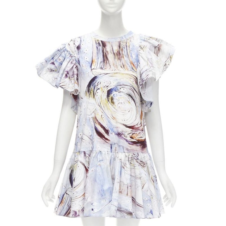 ALEXANDER MCQUEEN 2021 William Blake Dante ruffle frill mini dress IT38 ...