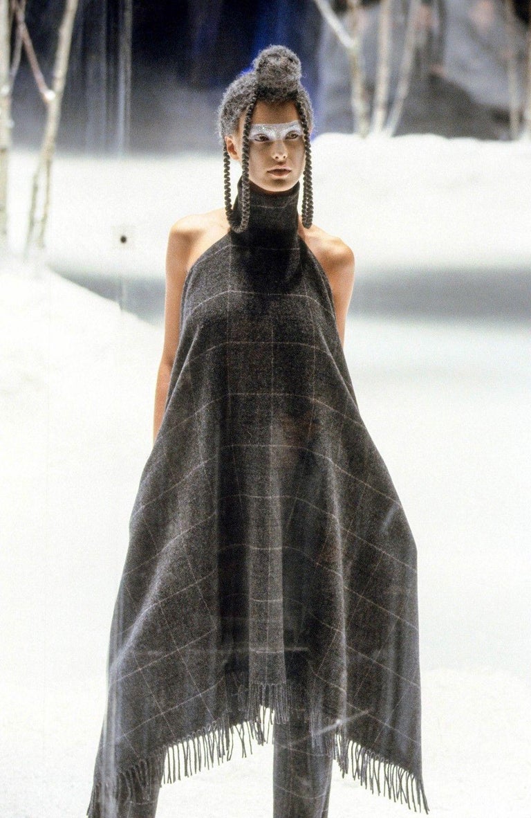 ALEXANDER McQUEEN A/W 1999 "The Overlook" Wool Check Fringe Blanket ...