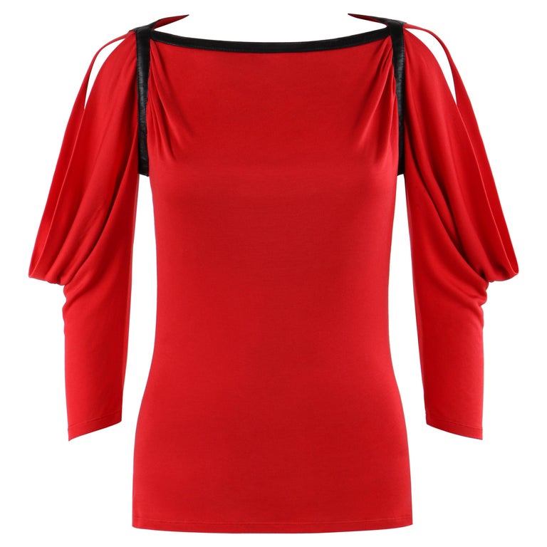 ALEXANDER McQUEEN A/W 2003 Red Square Neck Cowled ¾ Length Dolman ...