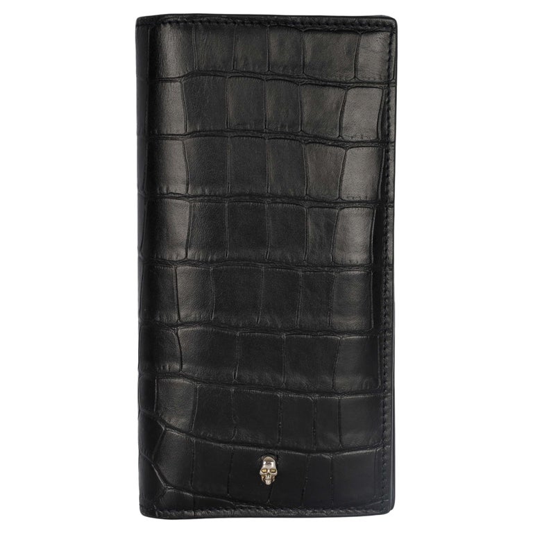 Alexander McQueen Alexander McQueen Black Croc Embossed Long Wallet ...