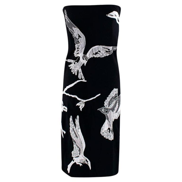 Alexander McQueen Archive Birds Lace Applique Strapless Dress - Size US ...