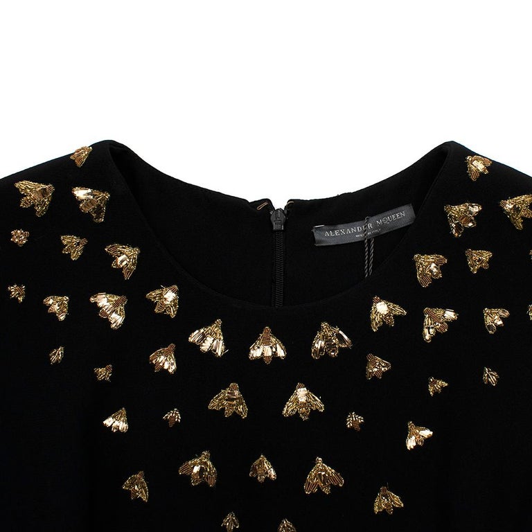 Alexander McQueen Black Bee Embellished Tiered Dress US6 For Sale at ...