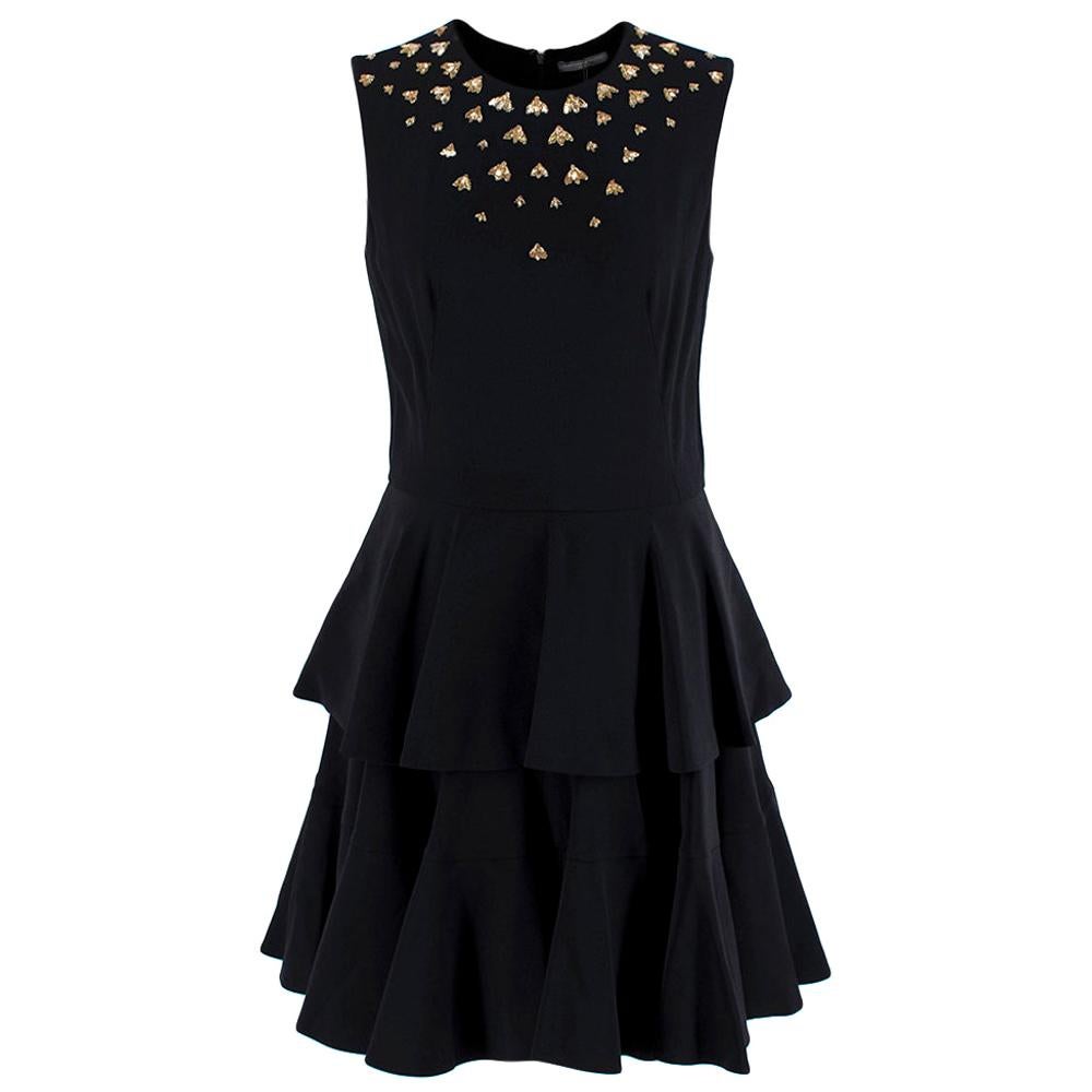 Alexander McQueen Black Bee Embellished Tiered Dress US6 For Sale at ...