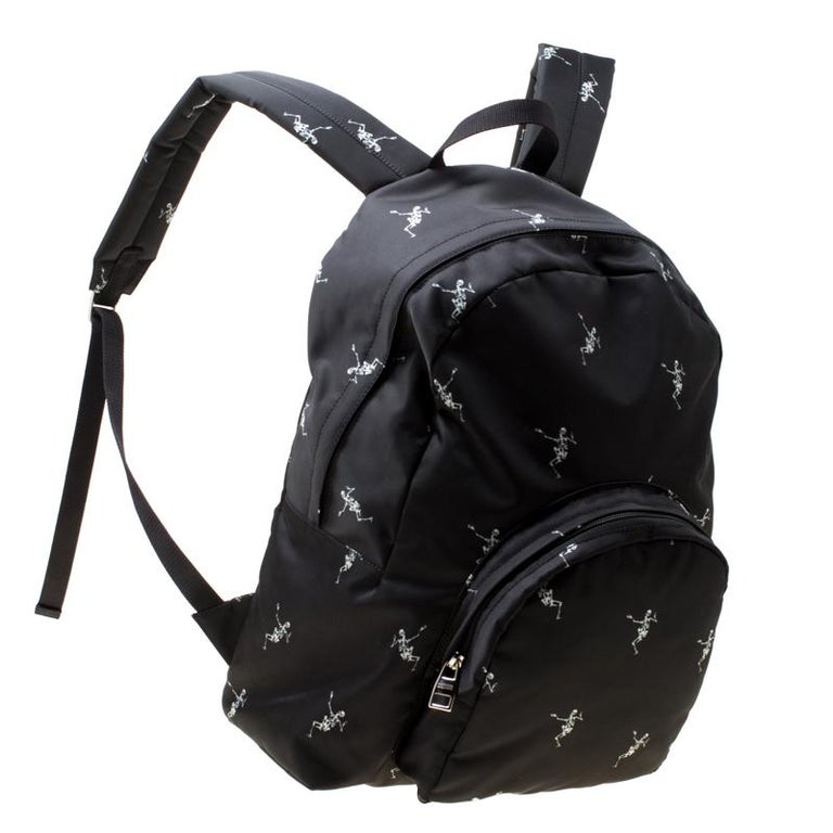 Alexander McQueen Black Dancing Skeleton Printed Nylon Backpack For ...
