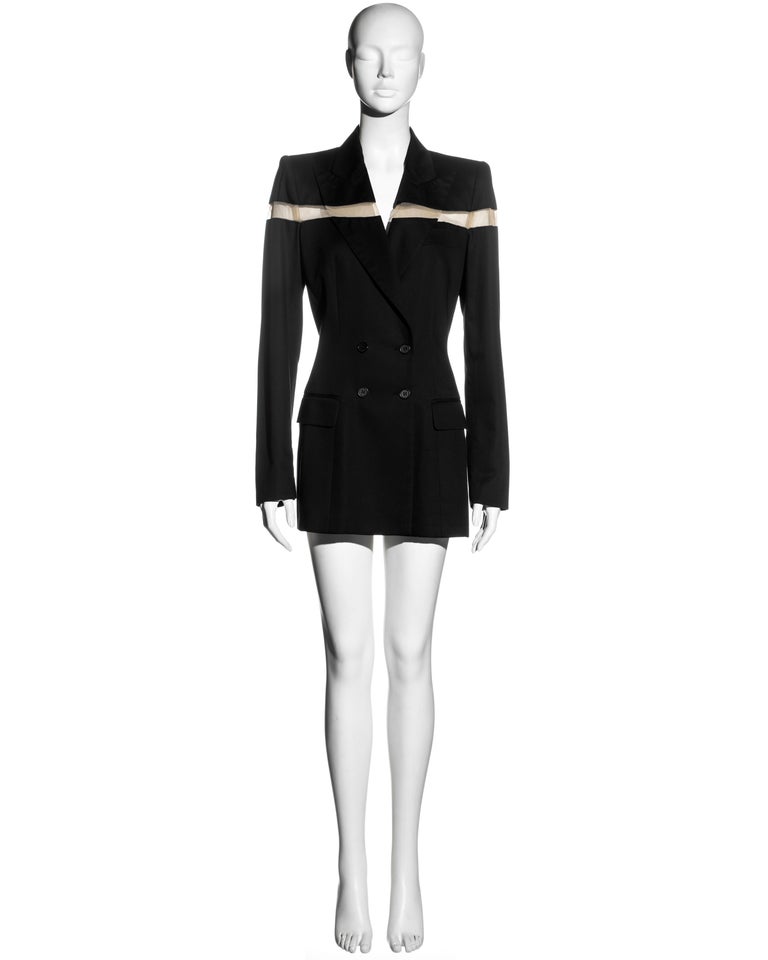 Alexander McQueen black double-breasted blazer mini dress with cut-out ...