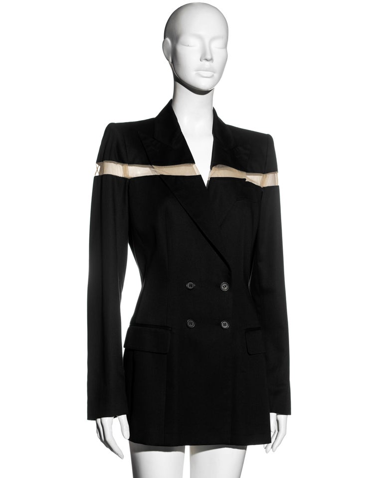 Alexander McQueen black double-breasted blazer mini dress with cut-out ...