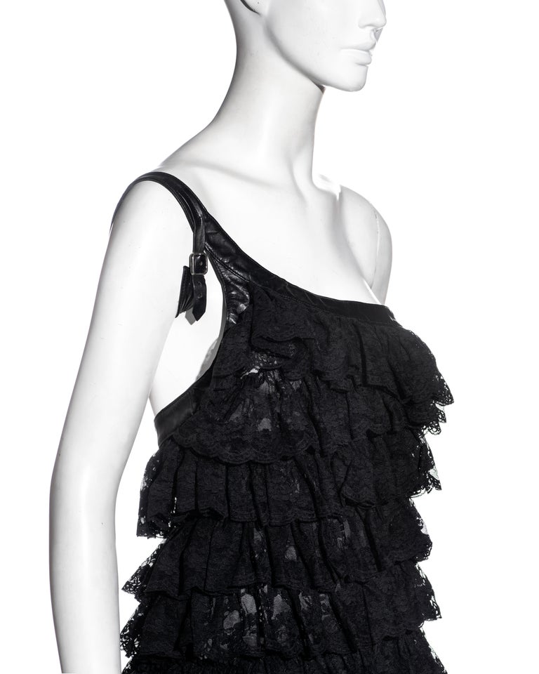 Alexander McQueen black lace and leather evening dress, ss 1999 at 1stDibs