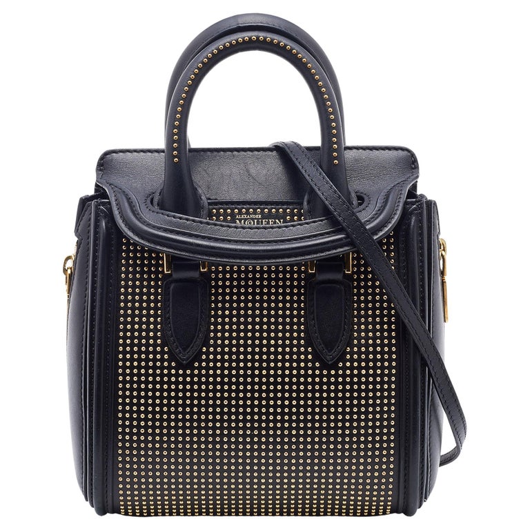 Alexander McQueen Black Leather Mini Studded Heroine Shoulder Bag For ...