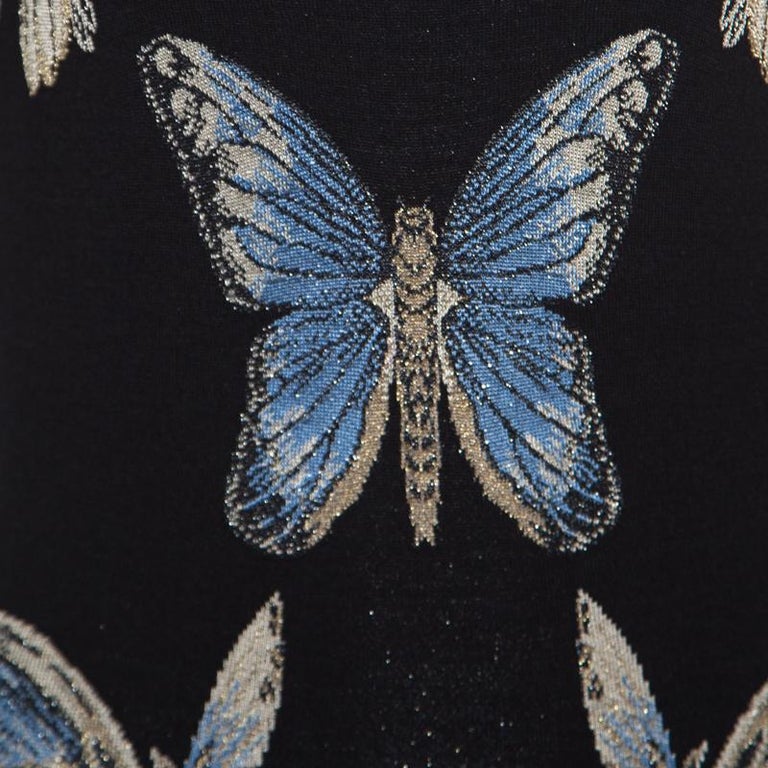Alexander McQueen Black Lurex Jacquard Knit Butterfly Pattern Obsession ...