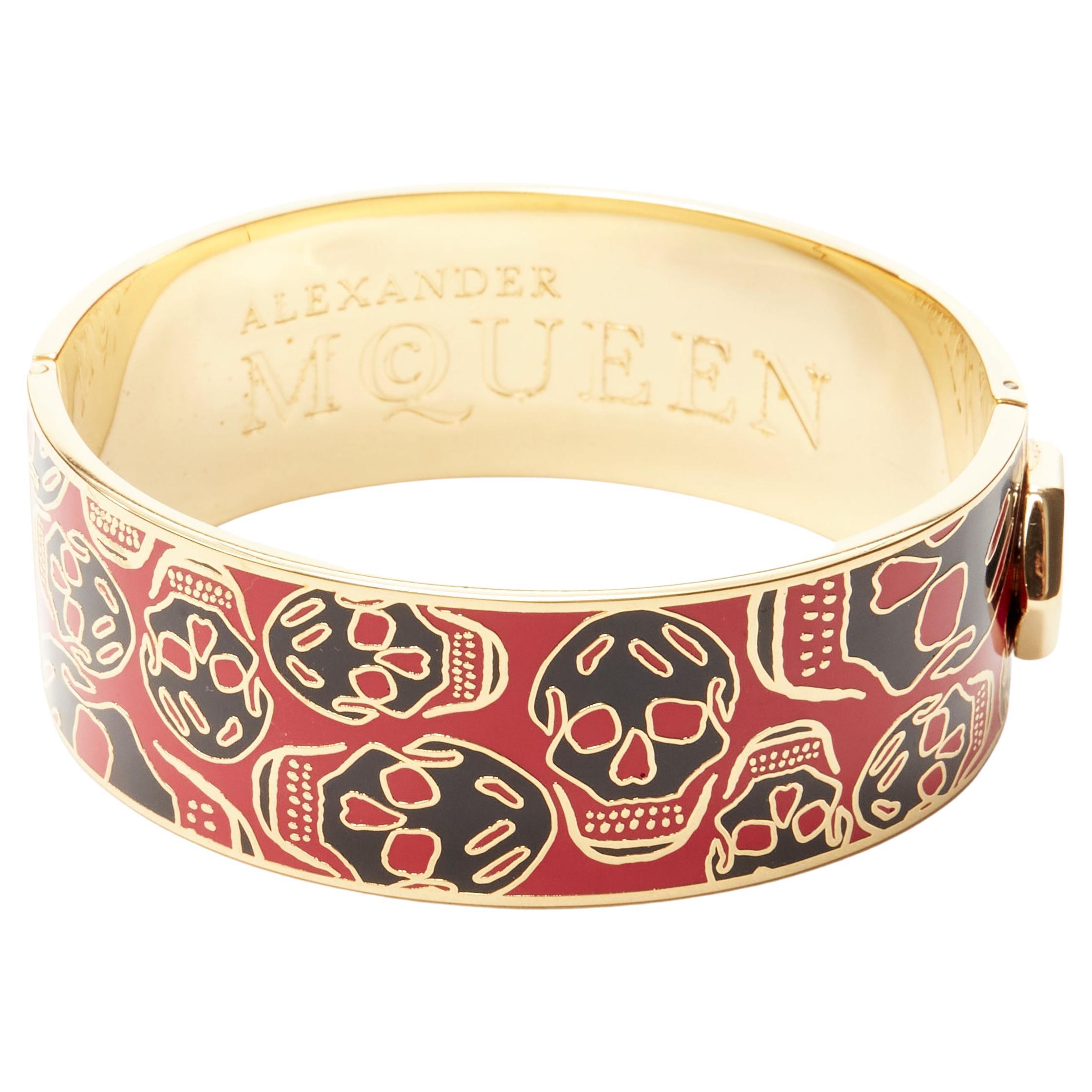 ALEXANDER MCQUEEN crystal encrusted double skull gold tone double ring ...