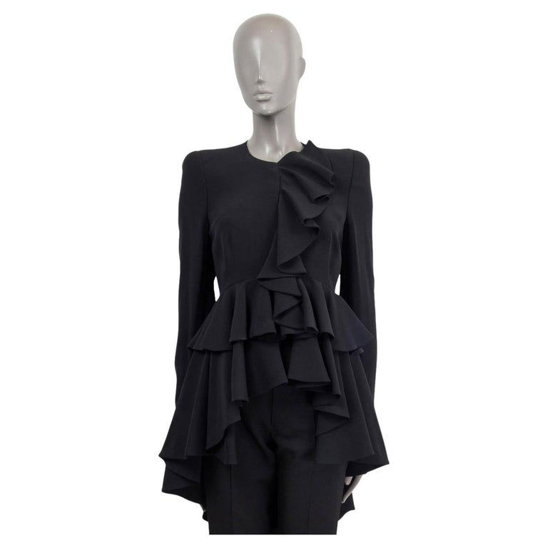 ALEXANDER MCQUEEN black RUFFLED CASCADING TUXEDO Jacket 40 S For Sale ...