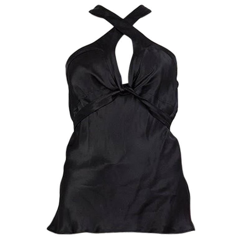 Alexander McQueen black silk CROSS STRAP Tank-Top Shirt 44 L at 1stDibs