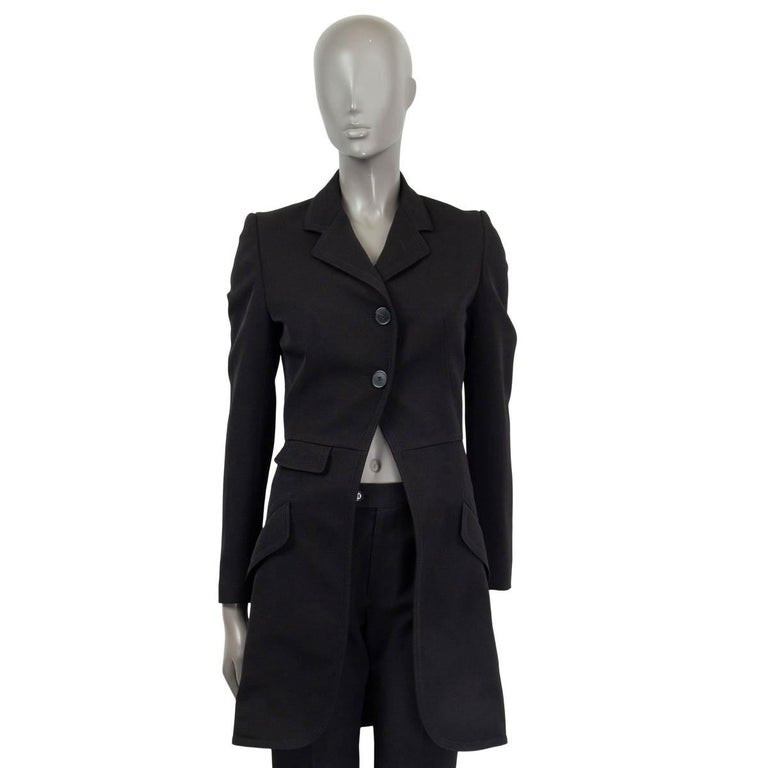 ALEXANDER MCQUEEN black TWO BUTTON REDINGOTE Coat Jacket 38 XS For Sale ...