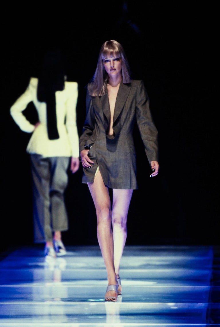 Alexander McQueen black wool blazer mini dress with shawl lapel, ss ...