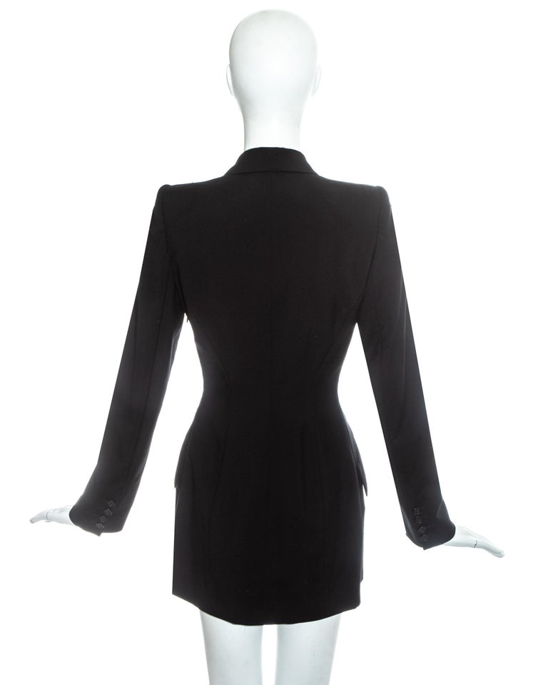 Alexander McQueen black wool blazer mini dress with shawl lapel, ss ...