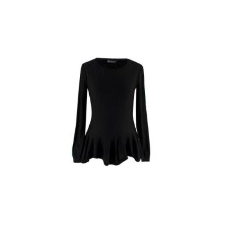 Alexander McQueen Black Wool Knit Peplum Hem Top For Sale at 1stDibs