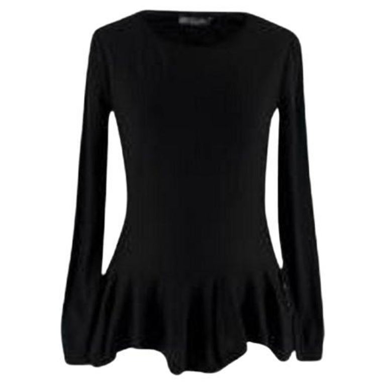 Alexander McQueen Black Wool Knit Peplum Hem Top For Sale at 1stDibs