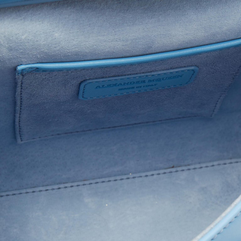 Alexander McQueen Blue Leather Mini Embellished Heroine Bag For Sale at ...