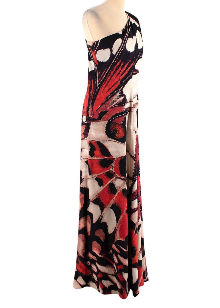 Alexander McQueen Butterfly-print one-shoulder silk-satin gown NWT For ...