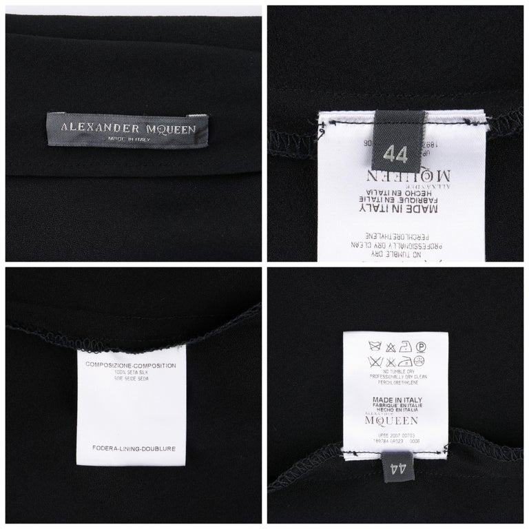 ALEXANDER McQUEEN c. 2007 Black Ribbon Band Silk Drop Waist Sleeveless ...