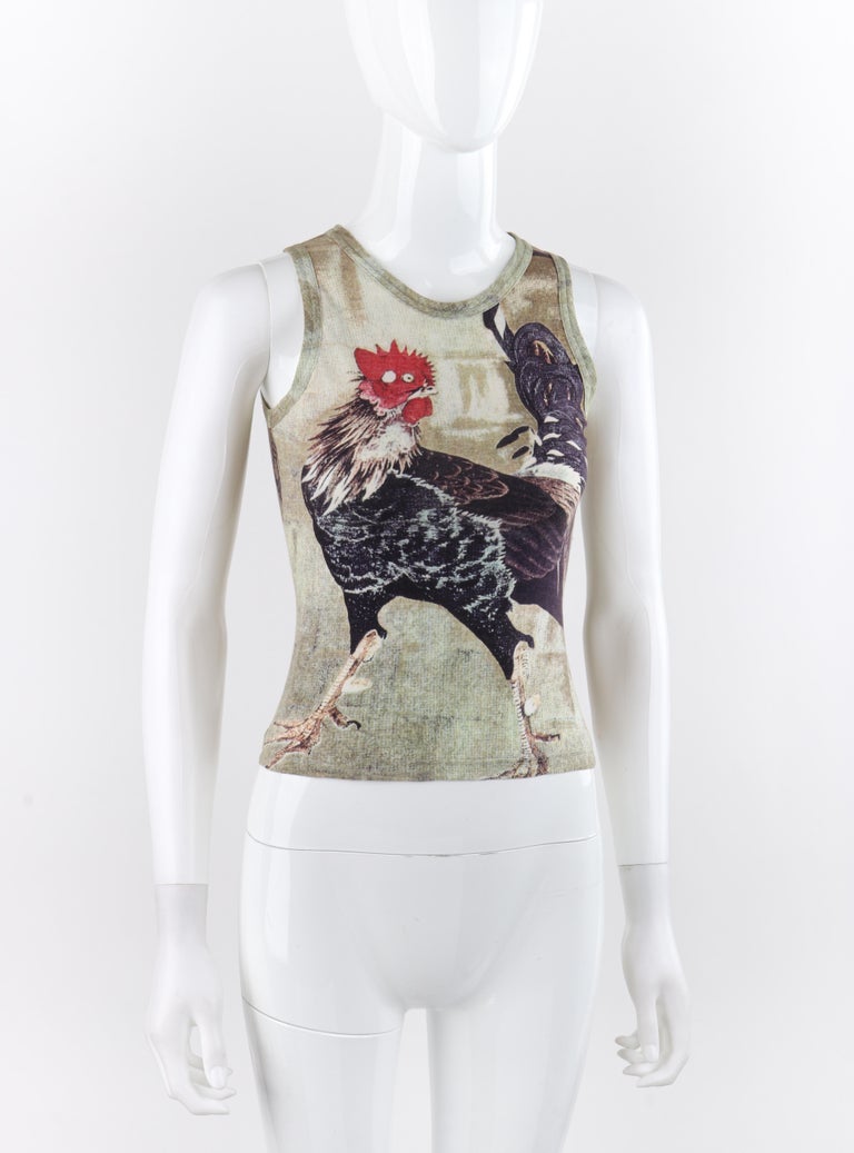 ALEXANDER McQUEEN c.1990’s Multicolor Large Rooster Cock Zip-Up Fitted ...