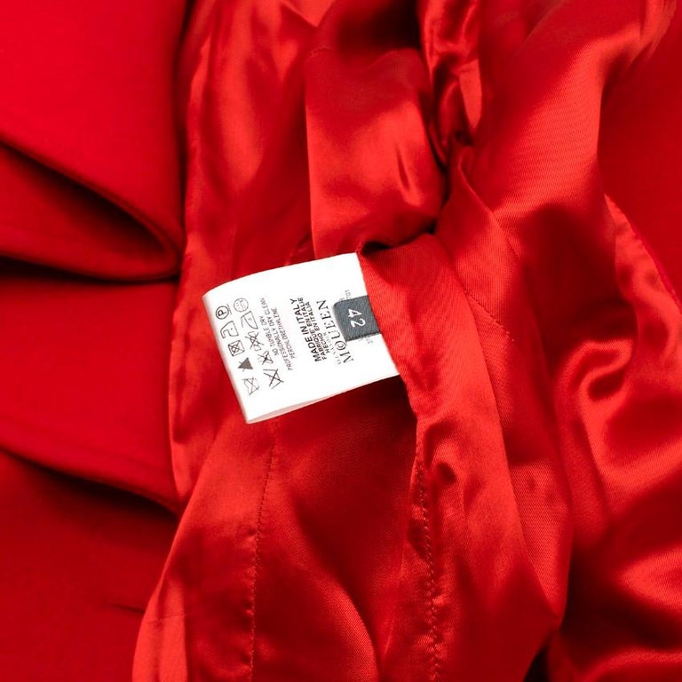 Alexander McQueen Cherry Red Wool Waterfall Collar Jacket For Sale at ...