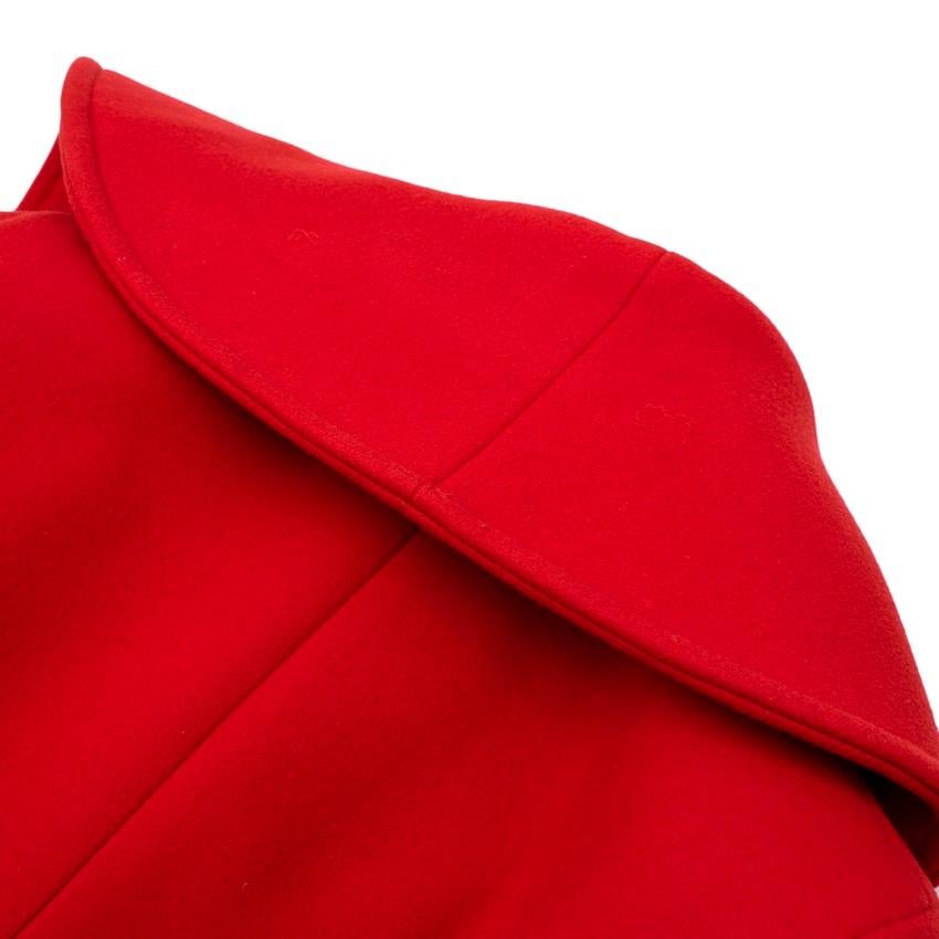 Alexander McQueen Cherry Red Wool Waterfall Collar Jacket For Sale at ...