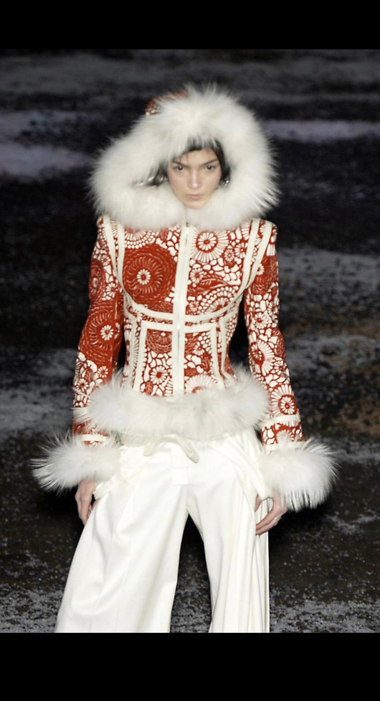 Alexander McQueen Fall 2003 Khaki Fur Cuff Jacket For Sale at 1stDibs