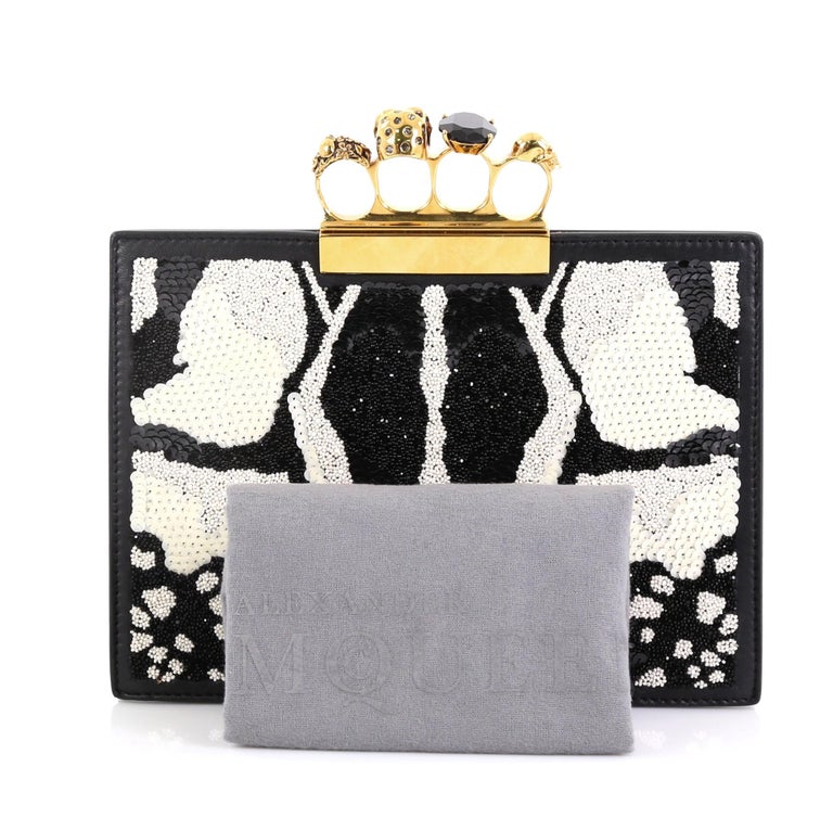 Alexander McQueen Flat Knuckle Clutch Sequin Embellished Leather Small ...