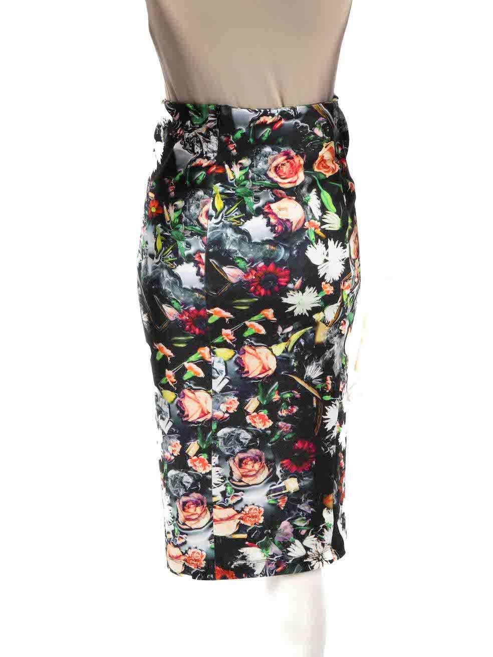 Alexander McQueen Floral Print Stretchy Midi Skirt Size S For Sale at 1stDibs