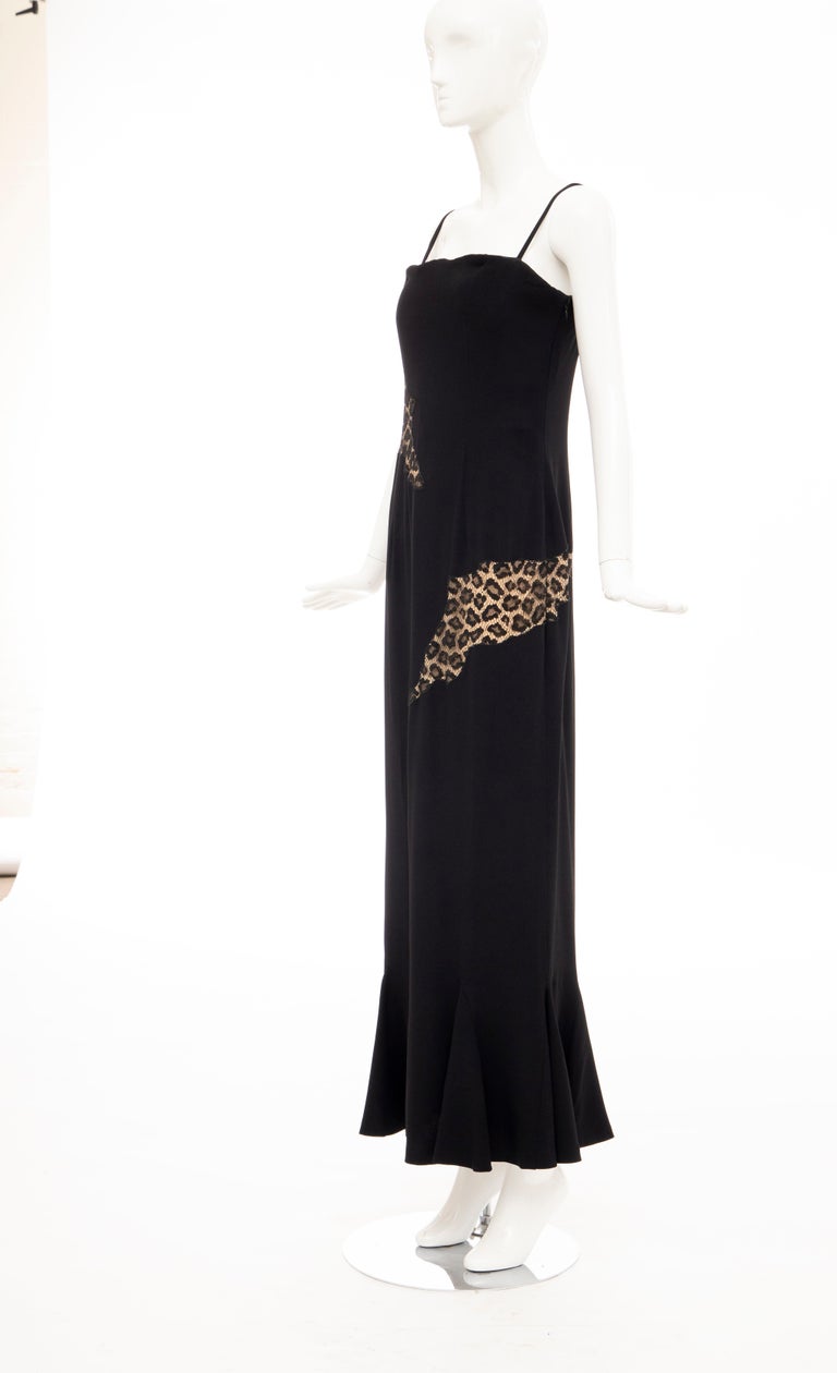 Alexander McQueen Givenchy Couture Black Leopard Lace Evening Dress ...