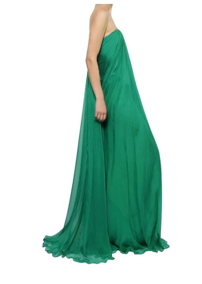 ALEXANDER MCQUEEN GREEN EVENING DRESS Sz IT 40 - 4 For Sale at 1stDibs