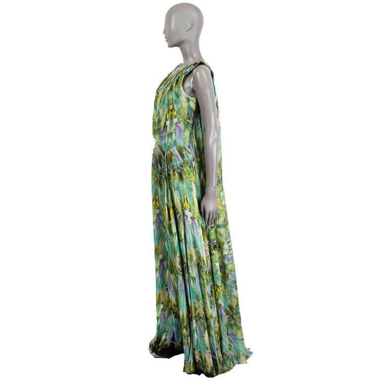 ALEXANDER MCQUEEN green silk PLATOS ATLANTIS PRAYING MANTIS GOWN Dress ...