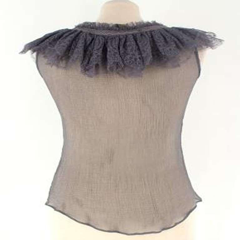 Alexander McQueen Grey Lace Ruffle Top For Sale at 1stDibs