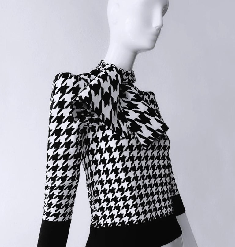 Alexander McQueen Houndstooth Bow Jumper Wool Dogtooth Sweater Blouse ...