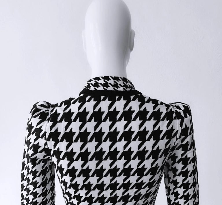 Alexander McQueen Houndstooth Bow Jumper Wool Dogtooth Sweater Blouse ...